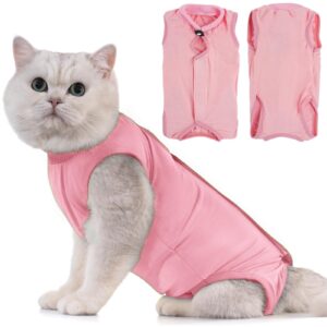 avont cat recovery suit - kitten onesie for cats after surgery, cone of shame alternative surgical spay suit for female cat, post-surgery or skin diseases protection -pink(m)