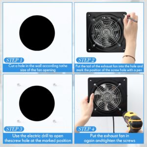 Yaocom 6 Inch Exhaust Fan 308 CFM Kitchen Exhaust Fan with Switch Small Exhaust Fan Bathroom Potable Plug in Garage Exhaust Fan with Damper for Shop, Smoking Room, Industrial Ventilation Use, Black