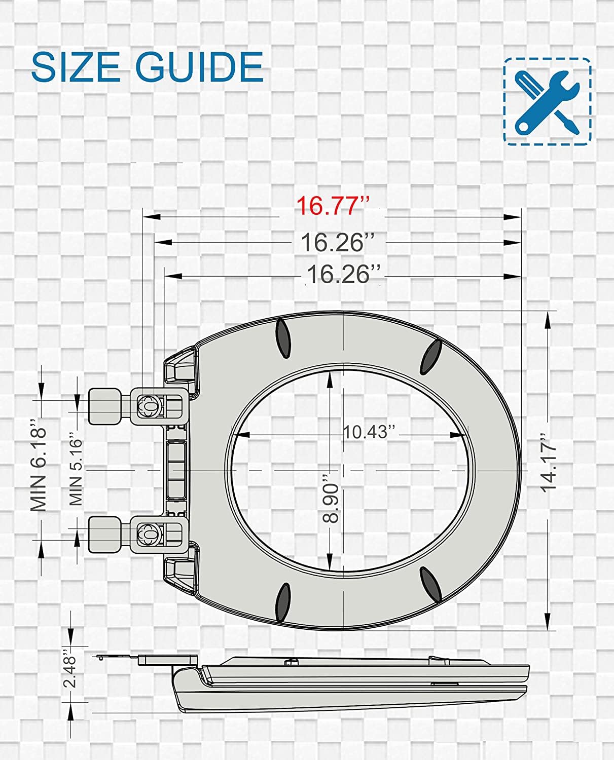 JINGZE Round Toilet Seat with Slow Close Standard Toilet Seat,Quiet Toilet Cover Seat Toilet Lid Durable Refused to Loosen Easy to Install & Clean,White