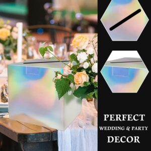 SietDESEO Card Box for Party Iridescent Card Box Raffle Box Gift Card Box Holder for Birthday Party Wedding Reception Baby Shower Bridal Shower Money Card Box