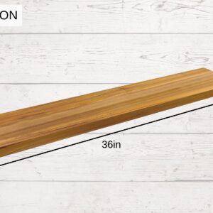 ILOT Teak Wood Floating Shelves Perfect for Bathroom Décor Pack of 2 Wooden Wall Shelves for Bedroom Living Room Kitchen Simple Minimalist Home Décor 36” x 6.7”