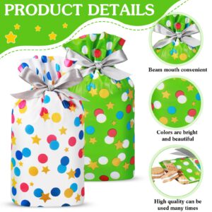 Capoda 50 Pcs Colorful Gift Bags Plastic Drawstring Bags 6 x 9 Inch Polka Dots Goodie Bags Reusable Star Party Favor Candy Bags for Birthday Baby Shower Pride Day Wedding Party Supplies