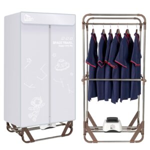 uten clothes dryer, 1500w power electric clothes dryer machine with timer, 2-tier laundry drying wardrobe, foldable clothes drying rack and dryer for travel, apartments, rv, home