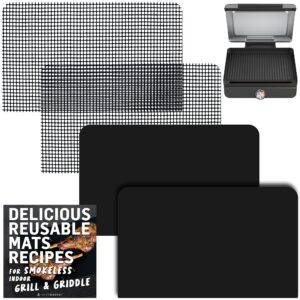 reusable mats for ninja sizzle indoor grill & griddle gr101, accessories for indoor electric griddle with lid for cooking and grilling, non-stick electric appliances accessory set by infraovens