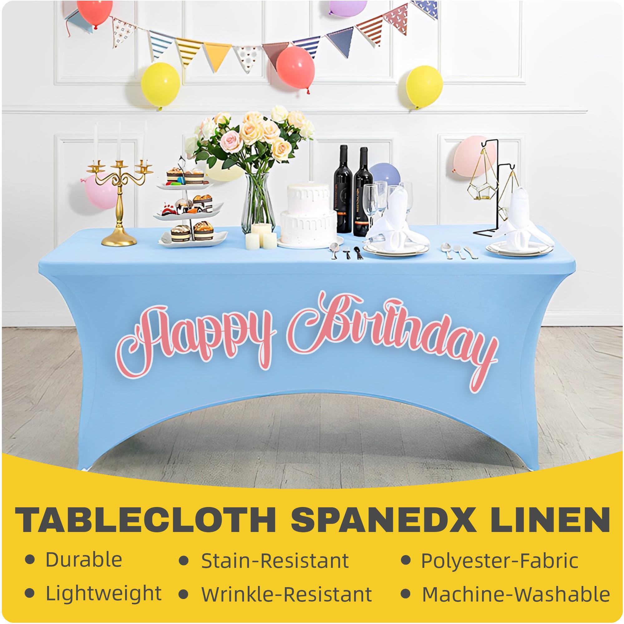 Custom Table Cloth Cover with Business Logo Text, Personalized Stretch Spandex Table cloth for Business Tradeshow Events, Customized Table Cloth for Birthday Wedding Anniversary Decoratio (6FT)