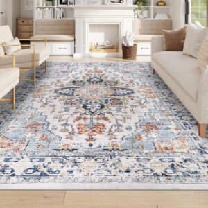 homcomoda vintage area rug 5x8 washable living room rug indoor non-slip print accent rugs for bedroom distressed thin throw rugs carpet for living room dining room kitchen