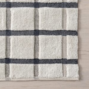 Rugs USA x Emily Henderson Rowena Checked Wool Area Rug, 2x8, Ivory