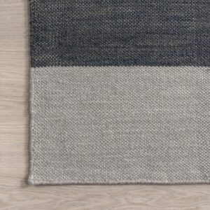 Rugs USA x Emily Henderson Blue Jay Colorblocked Wool Area Rug, 5x8, Grey