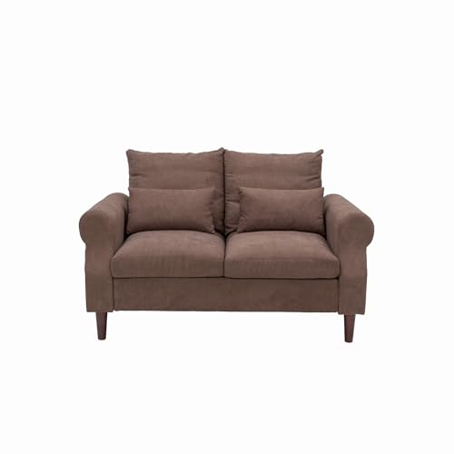 Panana 2 Seats Love Seat for Living Room Modern Brown Linen Fabric Couch 2 Seat Sofa for Apartment and Small Space (Brown, 2 Seater)