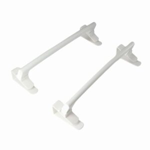 modern plastic over kitchen cabinet towel bar rack, hang on inside or outside of doors, storage and organization for hand and dish towels, rag