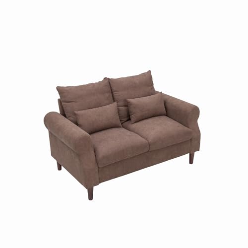 Panana 2 Seats Love Seat for Living Room Modern Brown Linen Fabric Couch 2 Seat Sofa for Apartment and Small Space (Brown, 2 Seater)