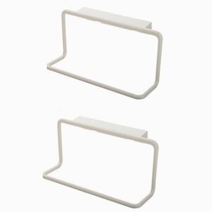 4 pcs plastic over kitchen cabinet towel bar rack, hang on inside or outside of doors, storage and organization for hand and dish towels, tea towels