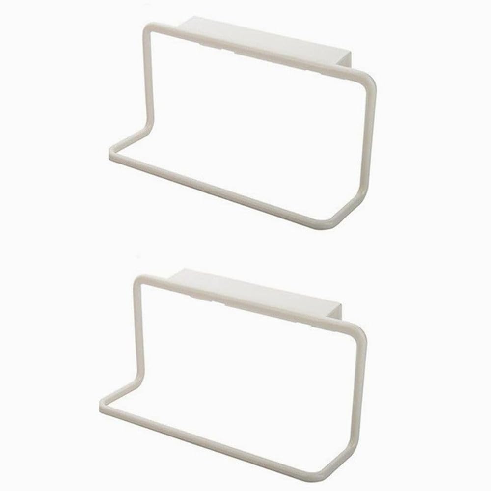 4 Pcs Plastic Over Kitchen Cabinet Towel Bar Rack, Hang on Inside or Outside of Doors, Storage and Organization for Hand and Dish Towels, Tea Towels