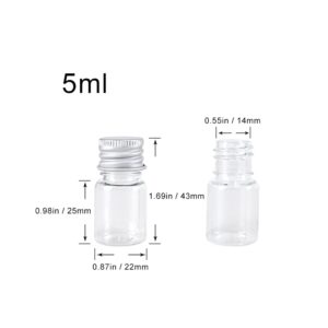 Jarvials 5ml Clear Plastic Bottle With Aluminium Screw Cap Empty Small Plastic Bottle with Screw Cap 100pcs