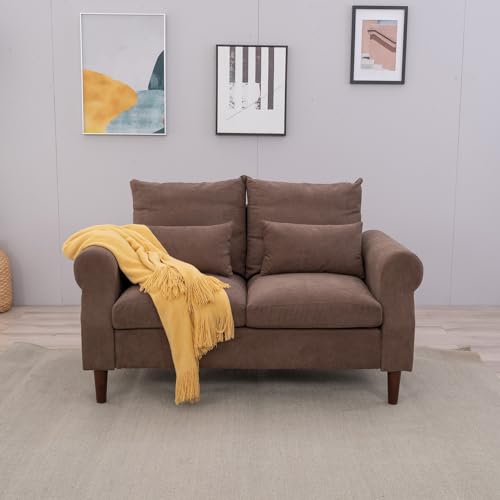 Panana 2 Seats Love Seat for Living Room Modern Brown Linen Fabric Couch 2 Seat Sofa for Apartment and Small Space (Brown, 2 Seater)