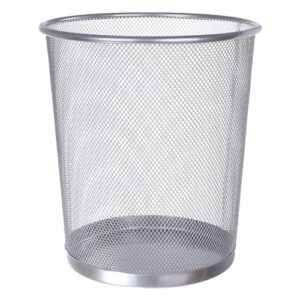 metal wastebasket, mesh trash can round garbage bin with open top for home office, 9.06 x 10.24 x 7.28