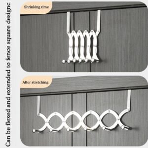 DAMLUX Over The Door Hooks,Adjustable Foldable Door Hook Hanger,Stainless Steel Telescopic Folding Expandable Door Rack,Coat Hat Storage Organizer Key Holder for Home