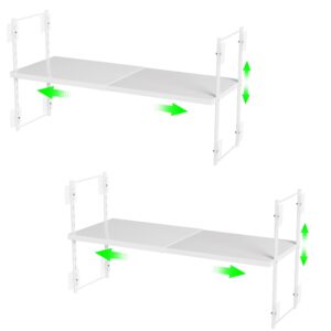 sofron expandable closet pantry shelves, adjustable kitchen cabinet shelf, screws or adhesives mounting height customizable, perforated 2 pack