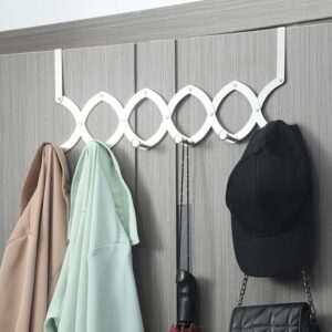 DAMLUX Over The Door Hooks,Adjustable Foldable Door Hook Hanger,Stainless Steel Telescopic Folding Expandable Door Rack,Coat Hat Storage Organizer Key Holder for Home