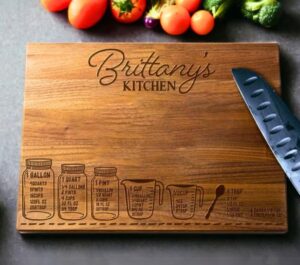 personalized cutting board - kitchen measurement chart, kitchen conversion chart sign, cooking gift, kitchen tool, gift for bakers, baking