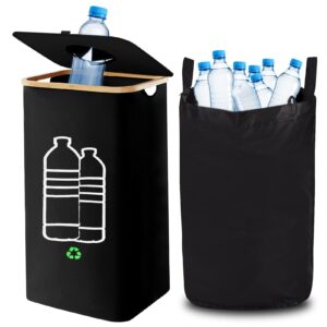 auvstar removeable recycling bin for kitchen,separate recycling waste bin bags,recycle bins for kitchen home,large capacity 100l recycle bin with lid reusable inner bag bottle waste plastice