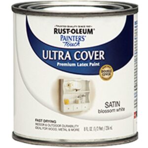 rust-oleum 267300-painter's touch latex paint, 1 half pint, satin blossom white