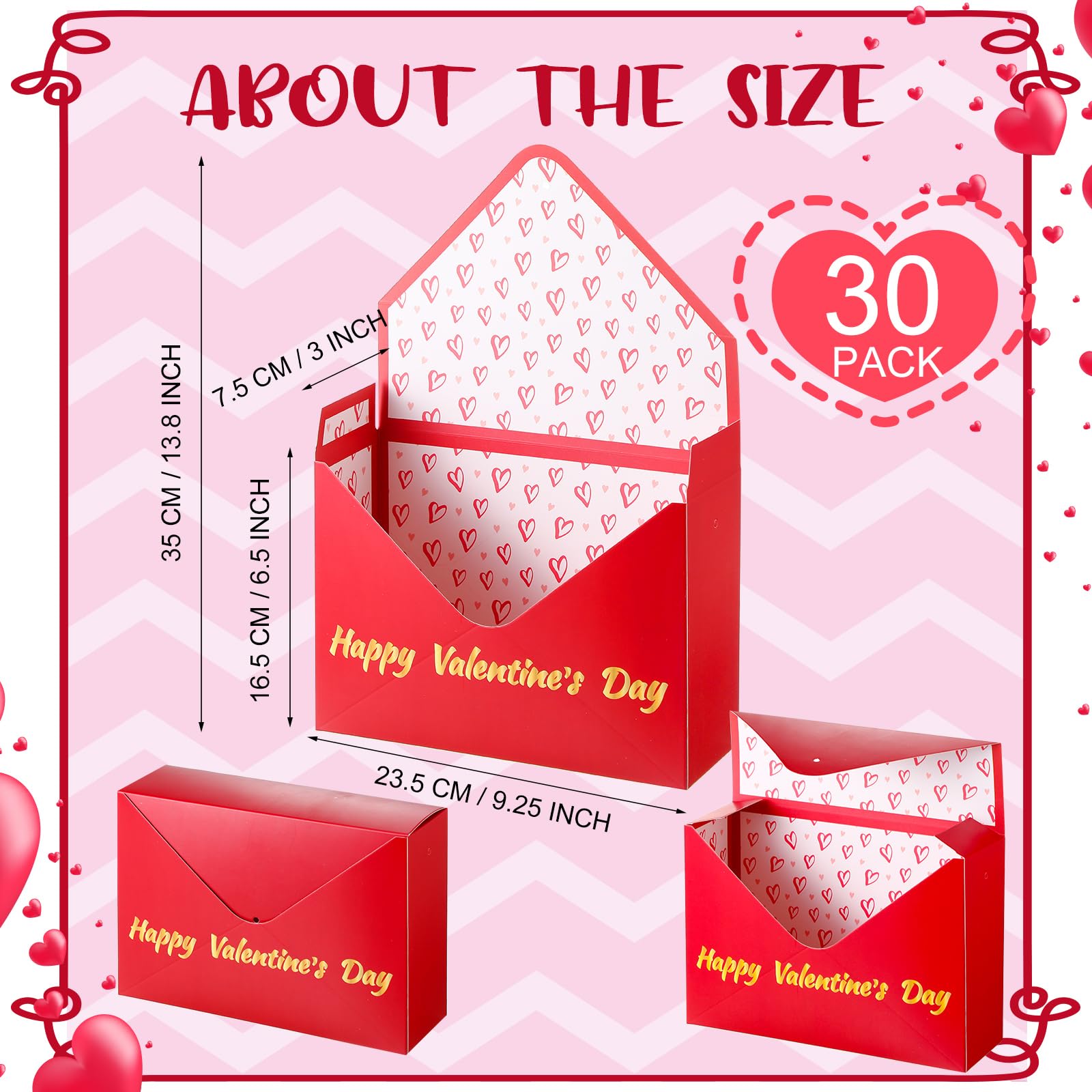 Engrowtic 30 Pcs Valentine's Day Flower Boxes for Arrangements Floral Envelope Boxes Bouquet Box 9.25 x 2.95 x 13.79 Inch 6 Styles Flower Arrangement Paper Boxes for Valentine's Day Wedding, Party,