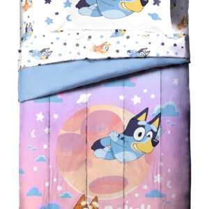 Bluey & Bingo Twin Comforter Set - 5 Piece Bed Set Includes Sheet Set & Pillow Covers - Super Soft Clouds & Stars Kids Bedding