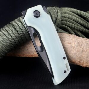 KEENSUN Pocket Folding Knife with Light Green G10 Handle and D2 blade–Tactical Knife, Hunting Knife, Flipper Knife,EDC Knife.Thumb stud Assisted Opening Knifes with Liner Lock and Pocket clip.Good for Camping, Hiking, Indoor and Outdoor Activities.