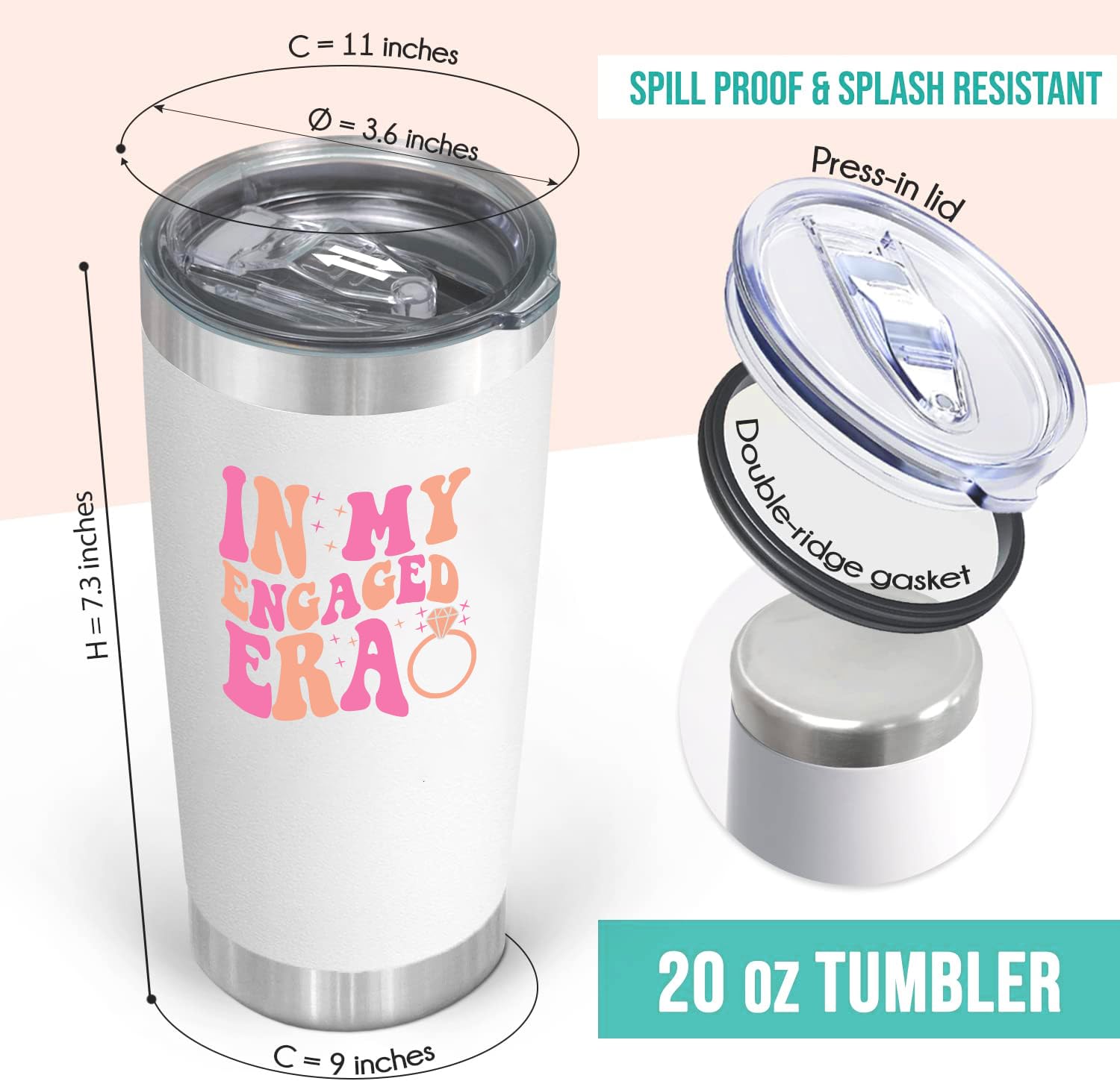 CHICKOR Engagement Gifts For Her, Women, Couple - Funny Newly Engaged Gifts Ideas For Singer Merch Fans - Cool Engaged Coffee Mug - In My Engage Era Tumbler 20 Oz - Congratulations On Your Engagement