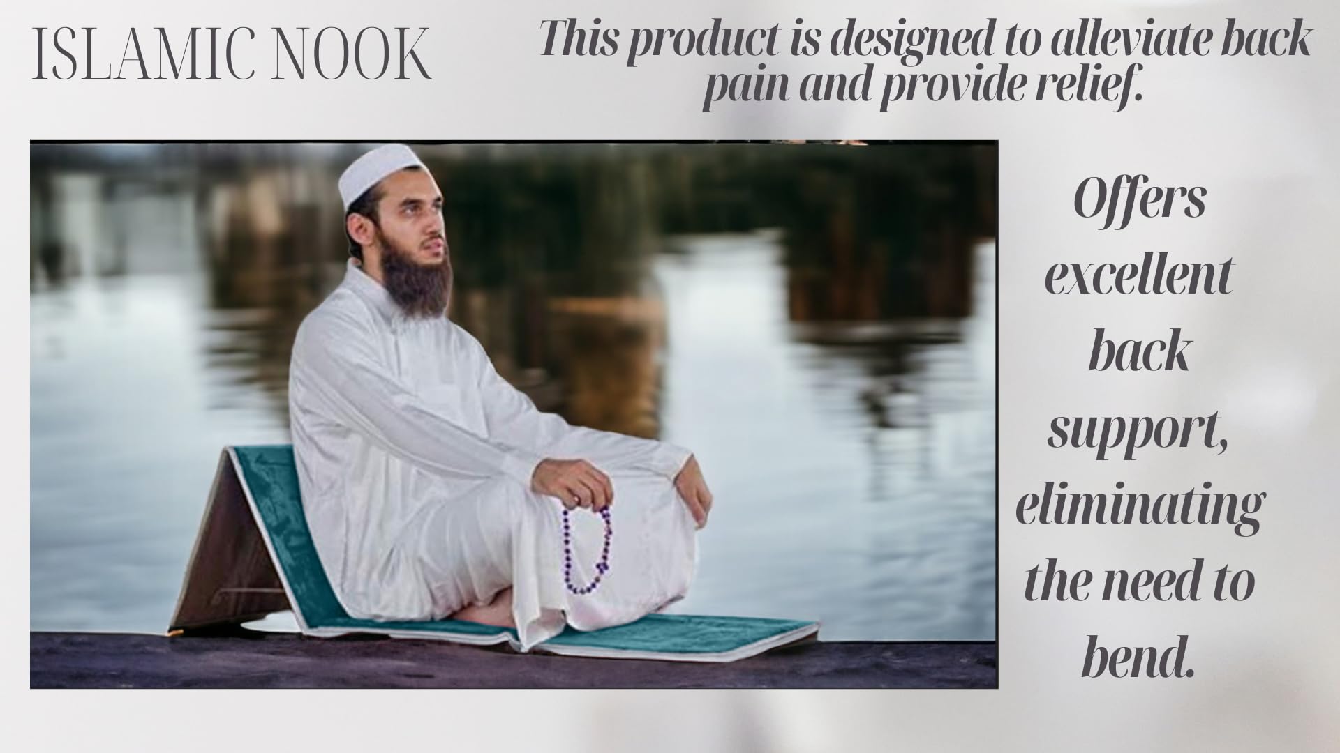 ISLAMIC NOOK - Prayer Mat with Back Support Rest and Carrying Case