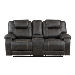 Lexicon Recife Polished Microfiber Double Reclining Loveseat, Chocolate