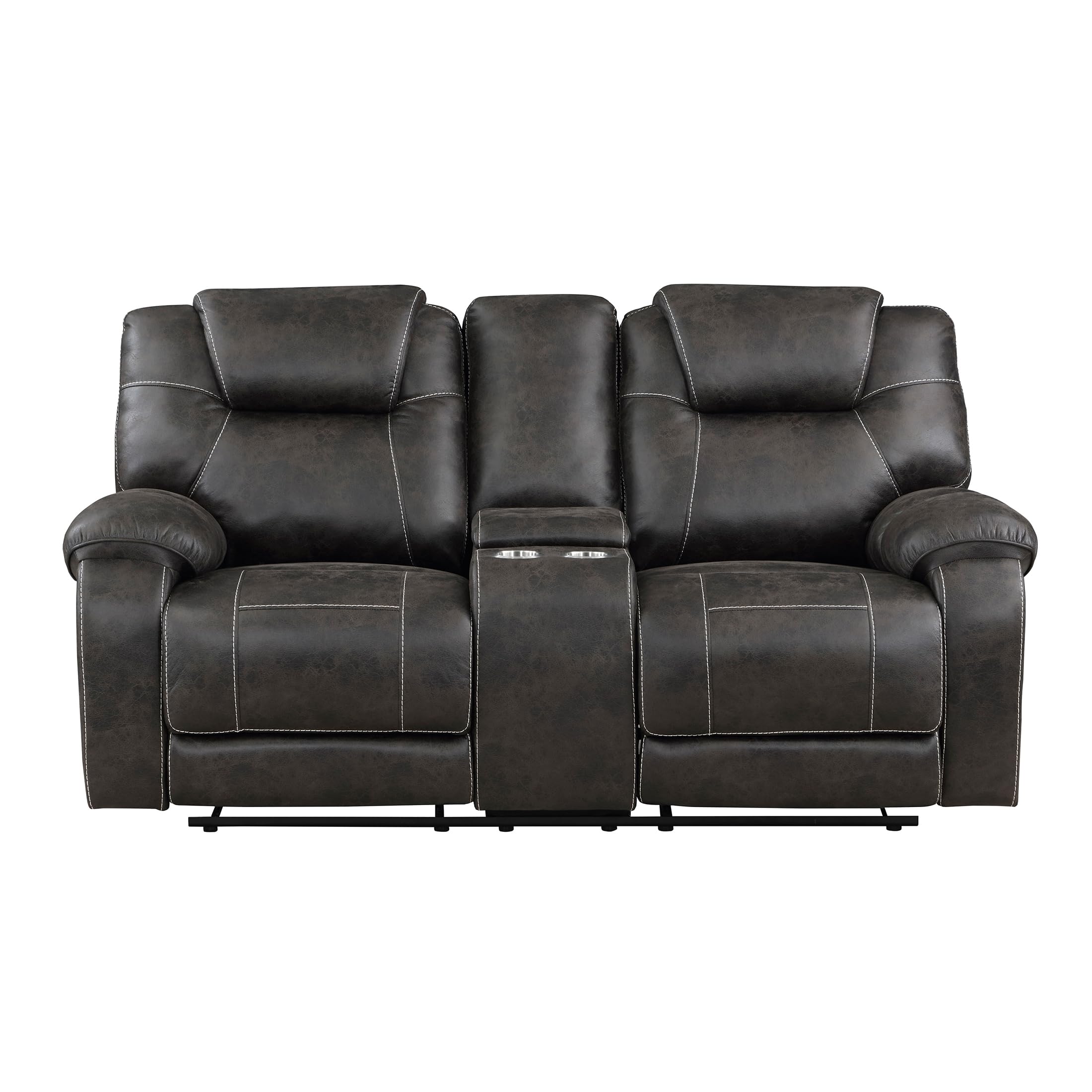 Lexicon Recife Polished Microfiber Double Reclining Loveseat, Chocolate