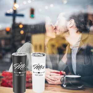 DHQH Mr and Mrs 2024 Tumbler Set, Engagement Wedding Gifts for Couples Newlyweds Wife Husband Bride To Be Newly Engaged 20oz Travel Tumbler Bachelorette Party Gifts