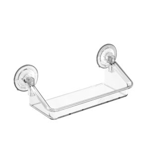 lyzolics shower caddy reusable suction cup shelf clear bathroom shower organizer drill-free strong suction shower shelves storage basket for bathroom (clear basket) (4.33inch)