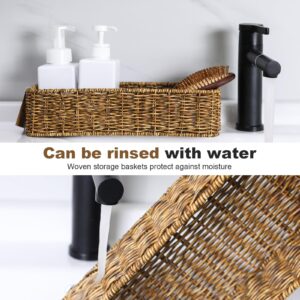 UPINFREESmall Wicker Baskets, Wicker Toilet Basket Tank Topper，Toilet Paper Basket for Back of Toilet Tank Top, 1-Pack