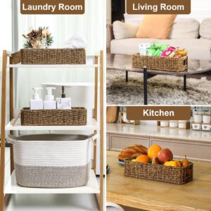 UPINFREESmall Wicker Baskets, Wicker Toilet Basket Tank Topper，Toilet Paper Basket for Back of Toilet Tank Top, 1-Pack