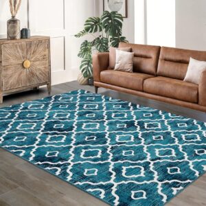 royhome area rug 8x10 living room rugs machine washable rug moroccan rug geometric neutral floor carpet soft low pile stain resistant large rug for bedroom under dining table home office