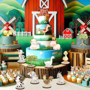 14Pcs Farm Animals Wood Table Centerpieces Farm Creatures Cutout Shapes Table Toppers Farm Themed Baby Shower Decorations Wooden Barnyard Farm Animal for Birthday Party Supplies