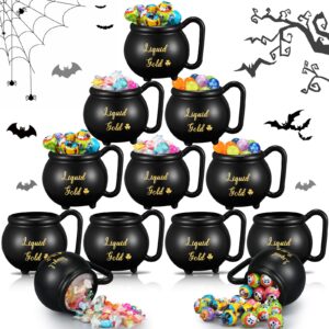 uiifan 12 pcs 15 oz halloween cauldron plastic witches brew cauldron pot halloween cauldron candy bowl for halloween party decorations (clover style)