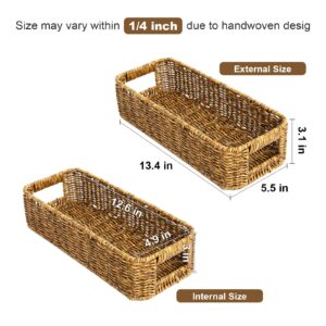 UPINFREESmall Wicker Baskets, Wicker Toilet Basket Tank Topper，Toilet Paper Basket for Back of Toilet Tank Top, 1-Pack