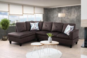 fuorola bantry 2 piece left facing sectional sofa, chocolate