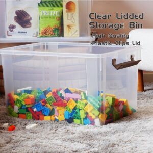 Bienvoun Plastic Storage Bins with Lids,Stackable Storage Box for Organizing,Large Clear Storage Containers 32QT 6 Packs