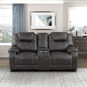 lexicon recife polished microfiber double reclining loveseat, chocolate