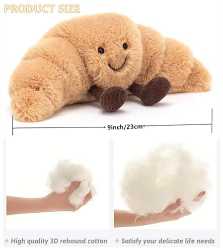 NatureMan 9" Croissant Plush Toy Cute Croissant Bread Pillow Stuffed Animals Funny Soft Food Plushies Toy (Croissant)