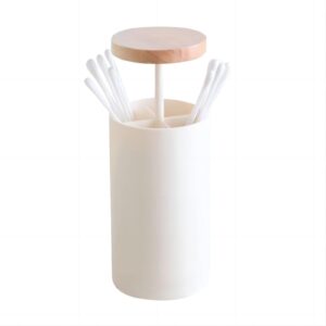 pop-up qtip holder for cotton swabs qtip dispenser bathroom organizer bathroom decor, cotton swab toothpick holder（2 pack）