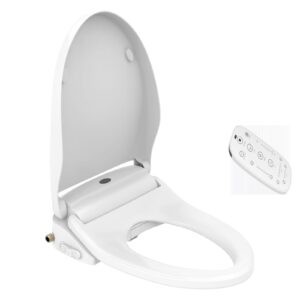 smart toilet seat: elongated round bidet toilet seat with heated - electric remote sprayer - warm air dryer toilet attachment