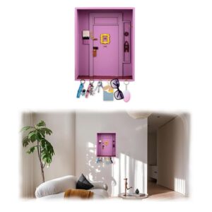 qivine friends key holder,door frame for wall tv show merchandise keychain holder door hanger with 6 metal hooks for wall entryway,bathroom,living room (purple)