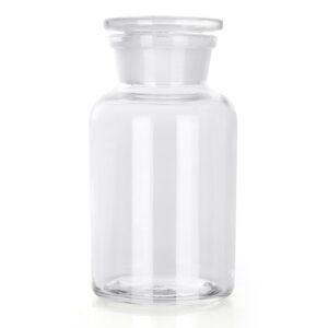 kestun lab borosilicate glass reagent bottle,wide mouth glass storage bottle with ground stopper (clear, 500ml)