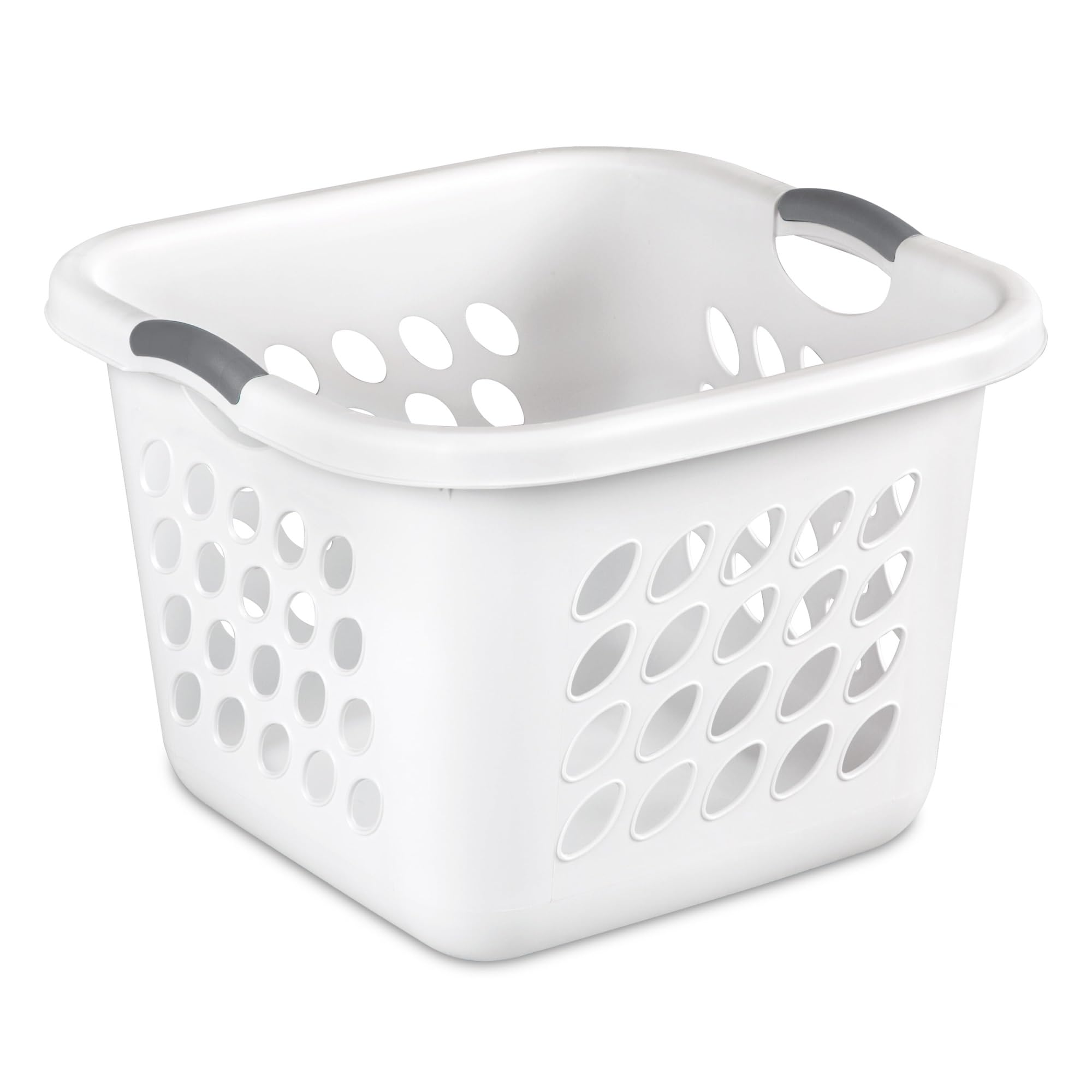 PEtbon 1.5 Storage Bushel Square Laundry Basket Plastic, Laundry Hamper White